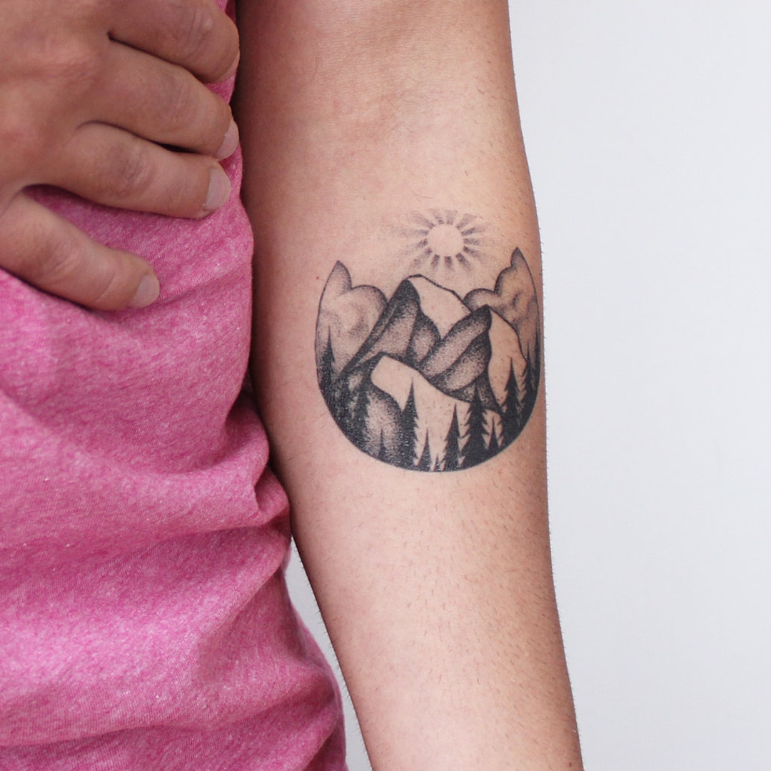 Serene Mountain - Temporary Tattoo / Mountain Peak Tattoo / Nature ...
