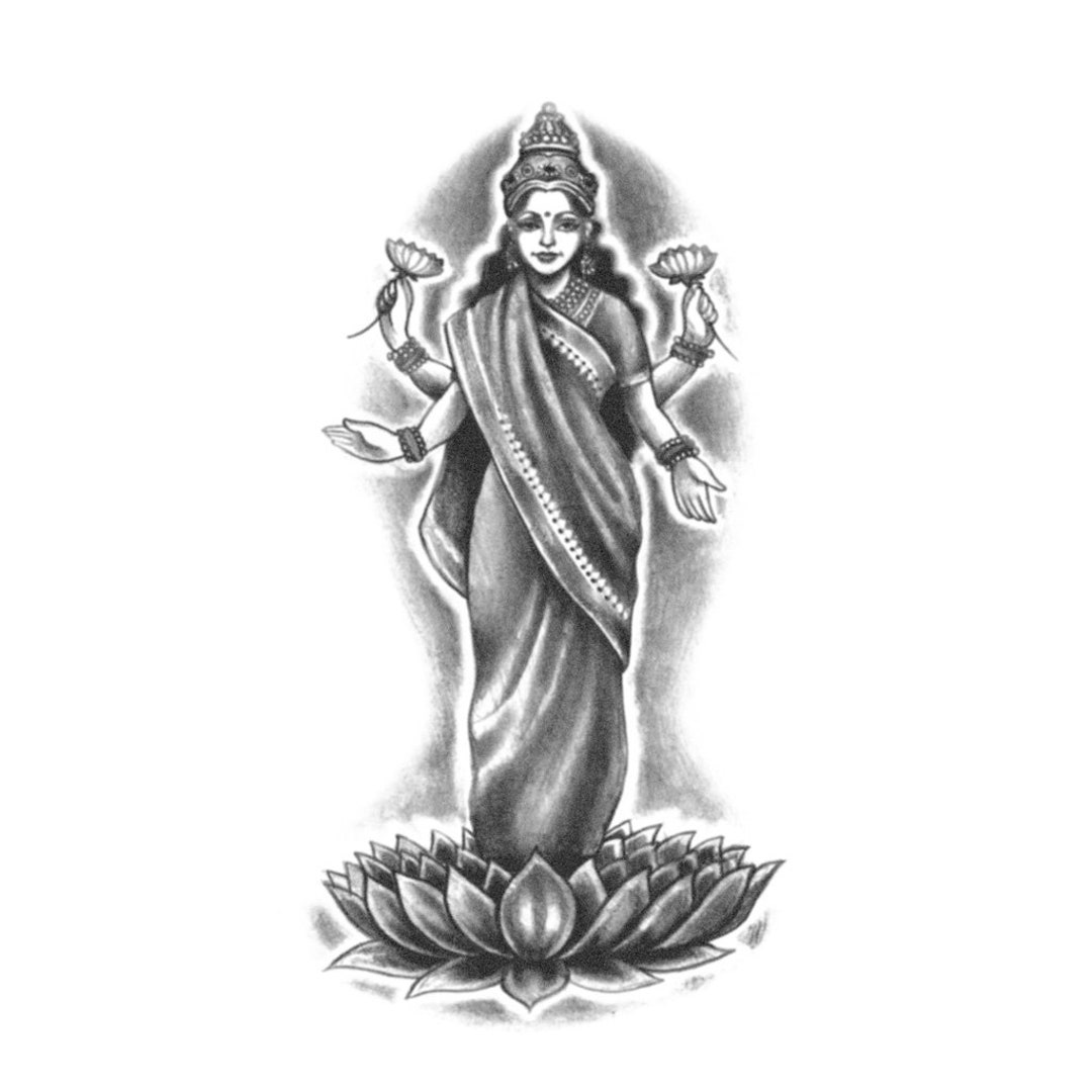 Lakshmi Tattoo - Lakshmi Temporary Tattoo / Mother Goddess / Shri ...