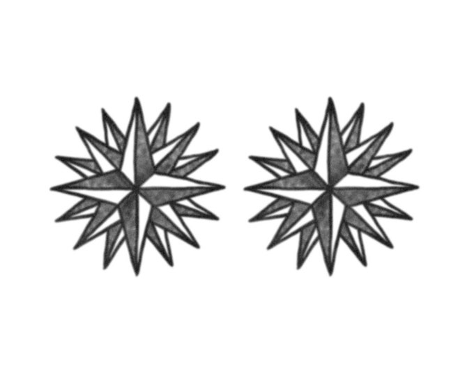 16 Pointed Star Tattoo set of 2 Russian Criminal Tattoo / - Etsy
