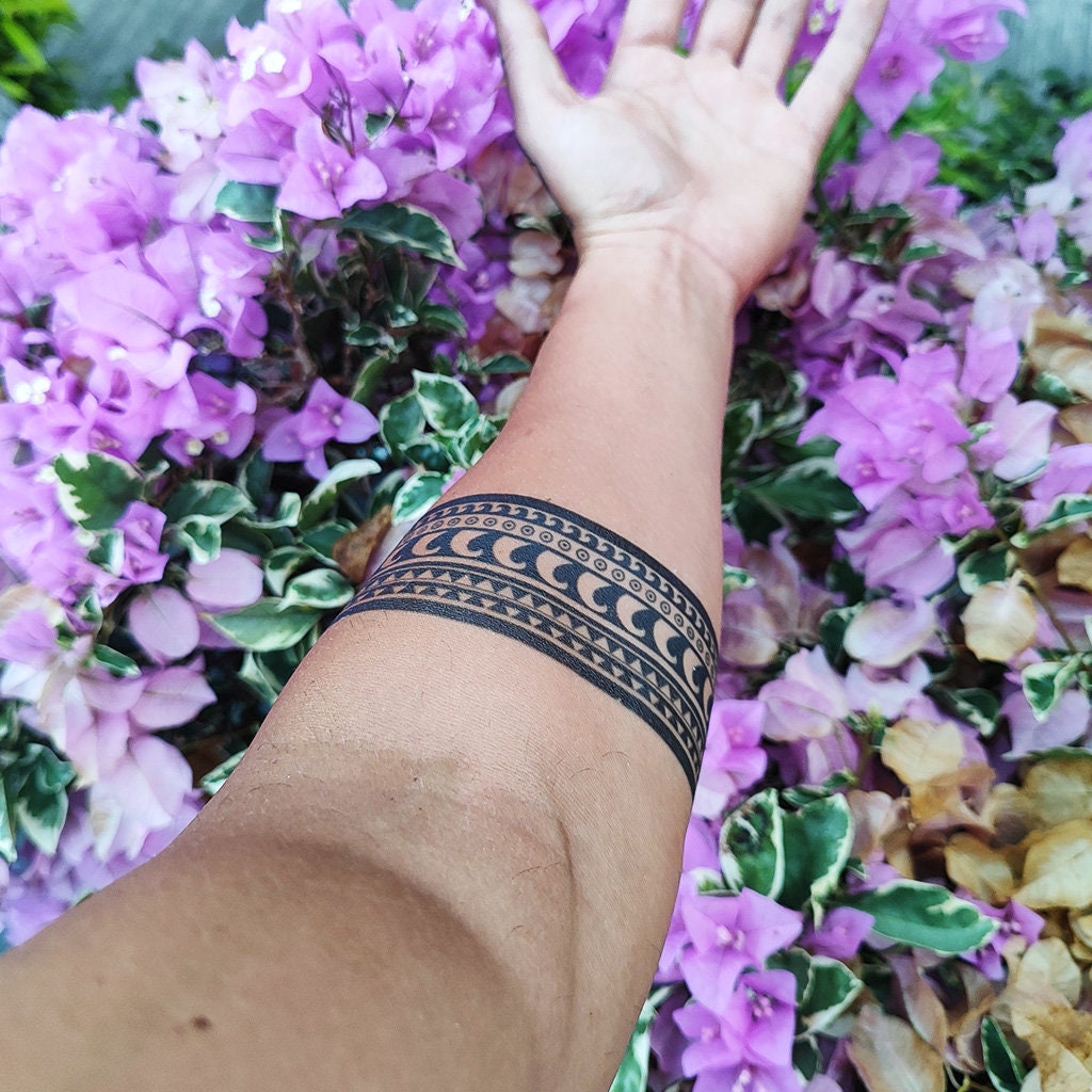 Hawaiian Kakau Armband Tattoo - Polynesian Armband Temporary Tattoo ...