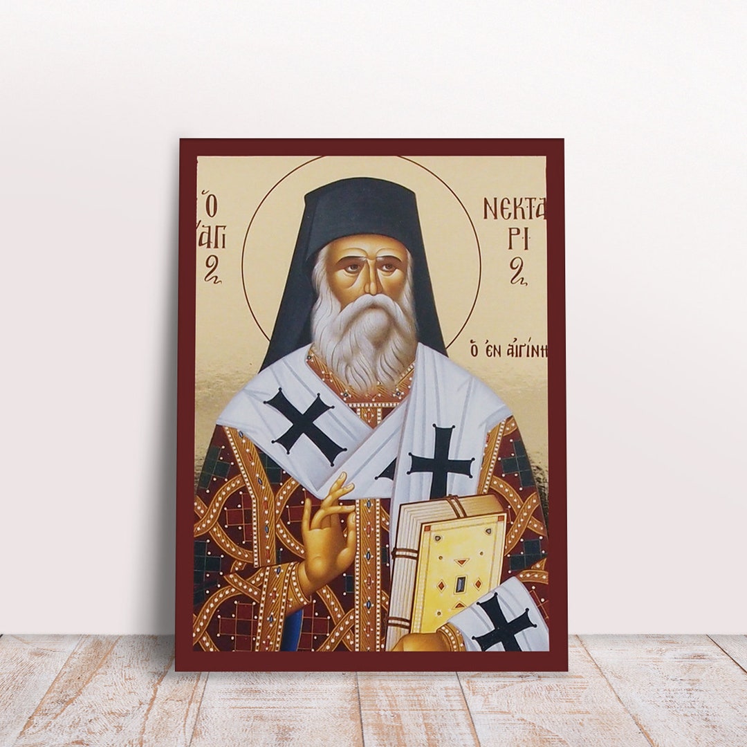 Saint Nectarios of Aegina Goldprint Greek Byzantine Orthodox Christian ...