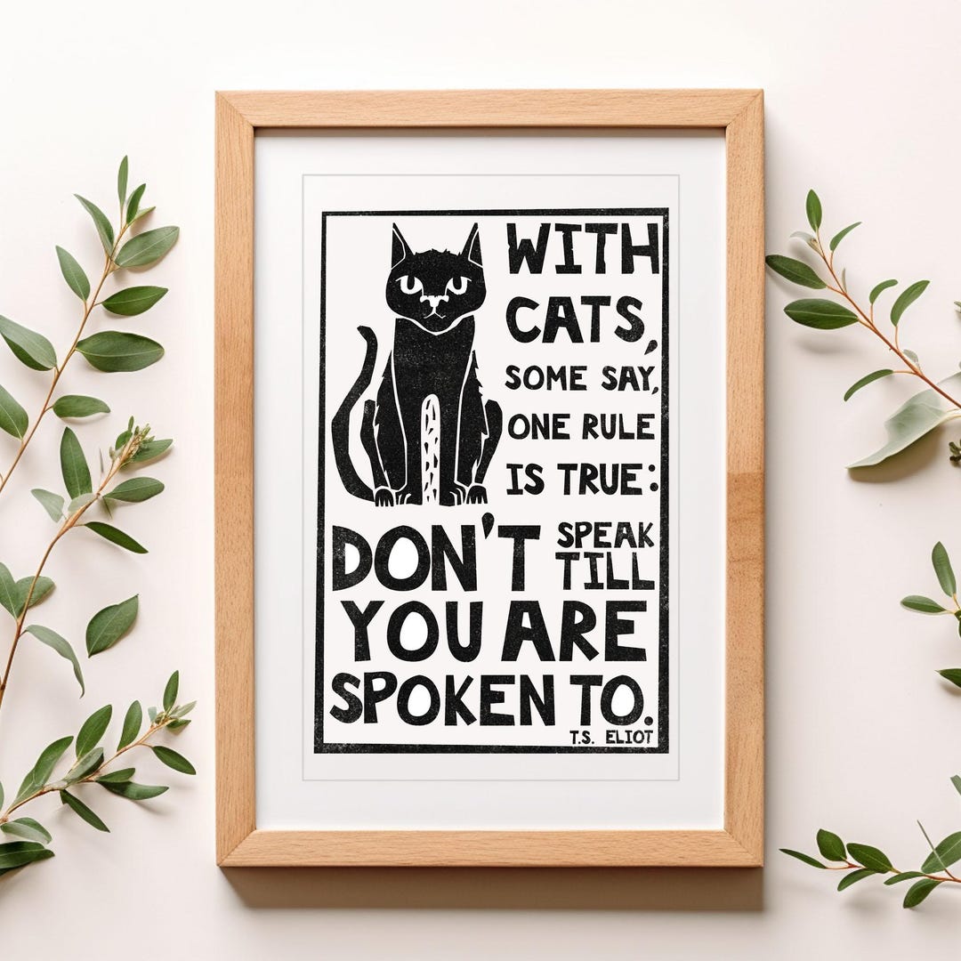 TS Eliot Cat Poem Art Print | Black & White Typography Poster - Etsy