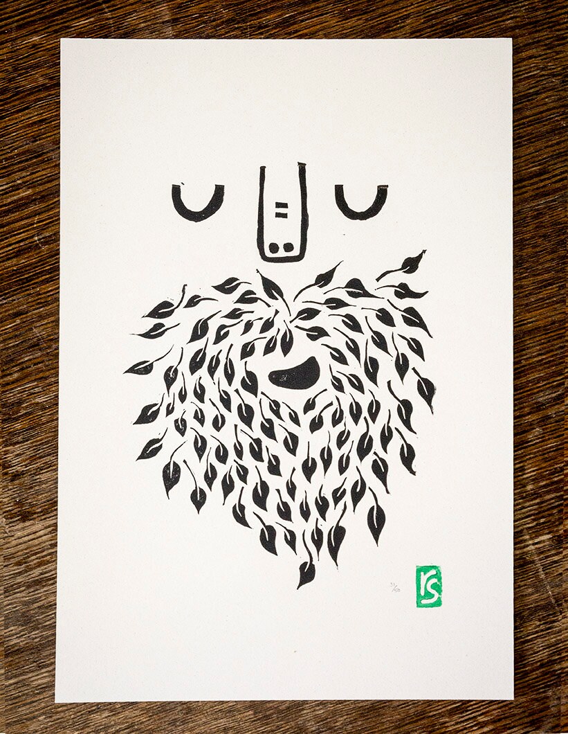 Greenbeard: Limited Edition A4 Linocut Print Celebrating an Epic Beard ...