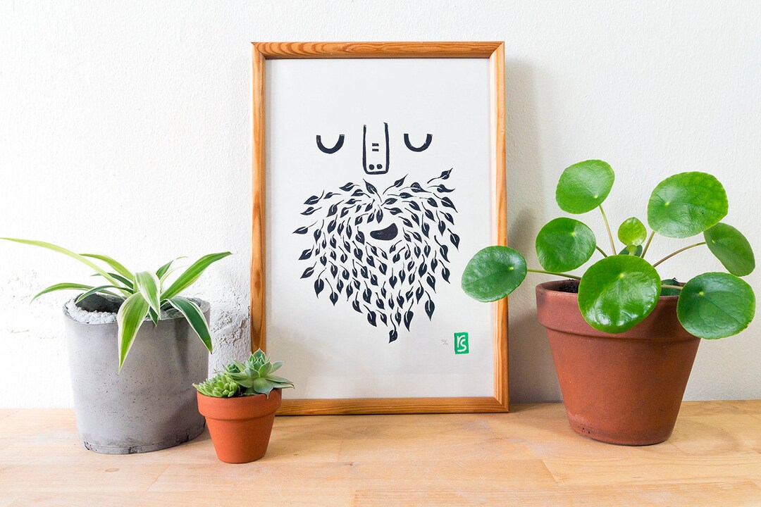 Greenbeard: Limited Edition A4 Linocut Print Celebrating an Epic Beard ...