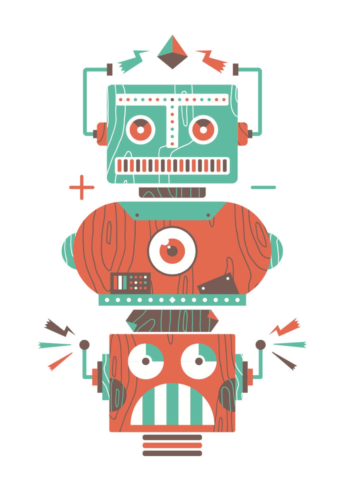 Totem Bot Robot Screen Print A3 Colorful Limited Edition - Etsy