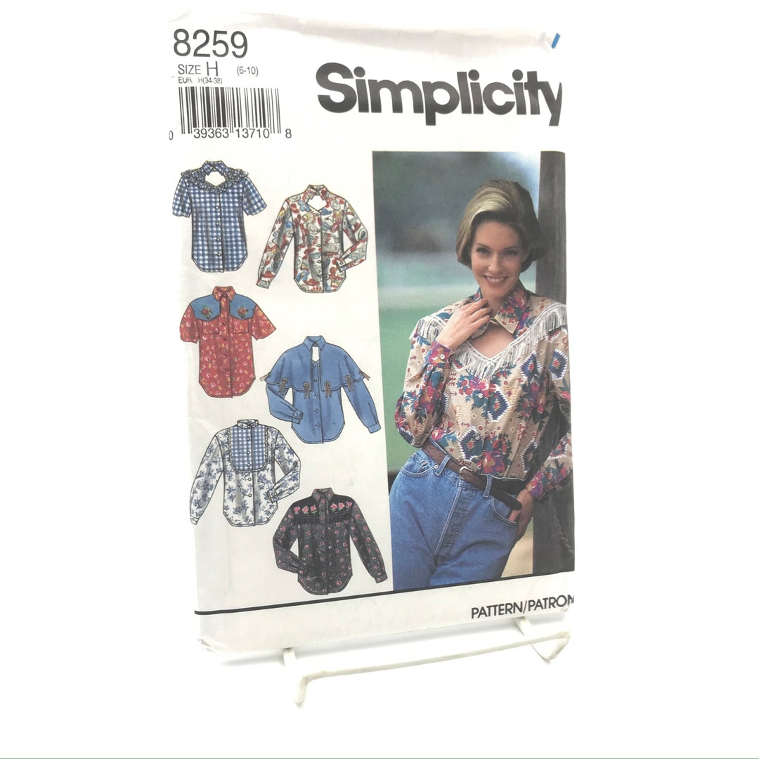 Simplicity 8259 Western Button Down Shirts Misses Size 6 10 - Etsy UK