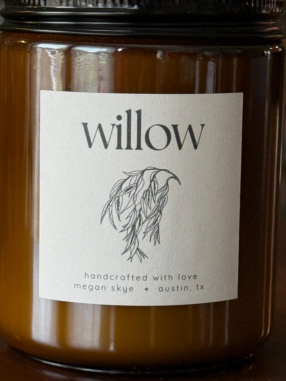 Willow Candle | 8oz Amber Jar | Santal, Amber Scent | Luxurious Warm ...
