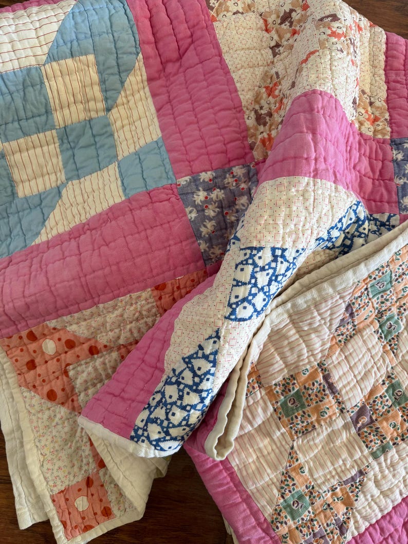 Antique Patchwork Quilt 1940s - Etsy