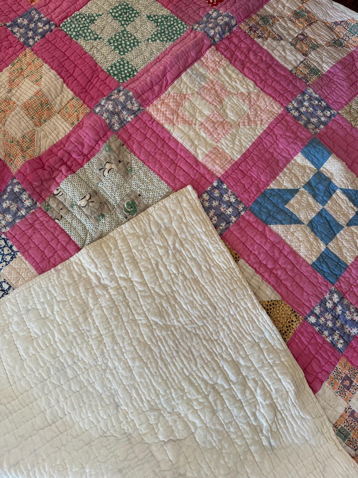 Antique Patchwork Quilt 1940s - Etsy