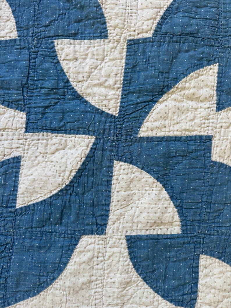 Antique Blue and White Patchwork Quilt Drunkards Path 1930's - Etsy