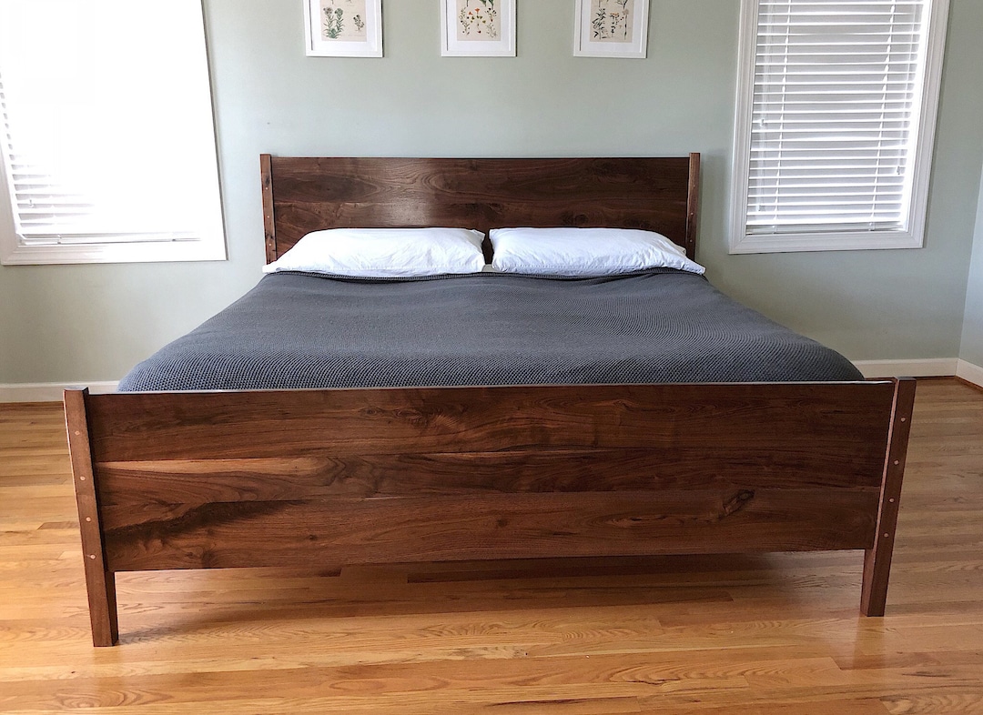 Customizable Solid Wood Bed Frame and Headboard - Midcentury Design - Etsy