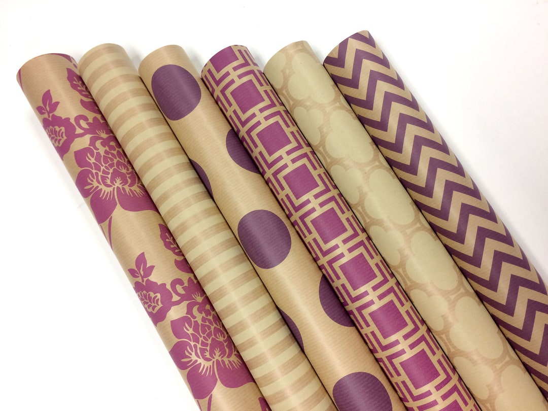 Note Card Cafe Bella Kraft Pink & Cream Wrapping Paper 6 Pack 30 X 120 ...