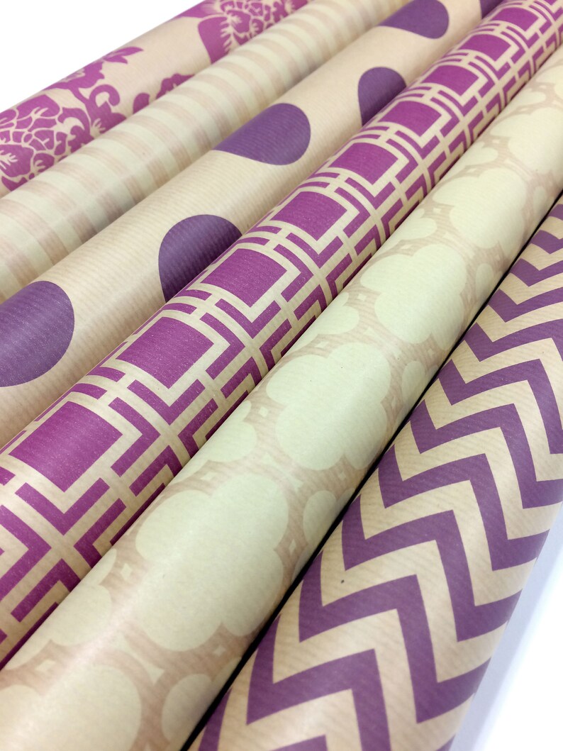 Note Card Cafe Bella Kraft Pink & Cream Wrapping Paper 6 - Etsy