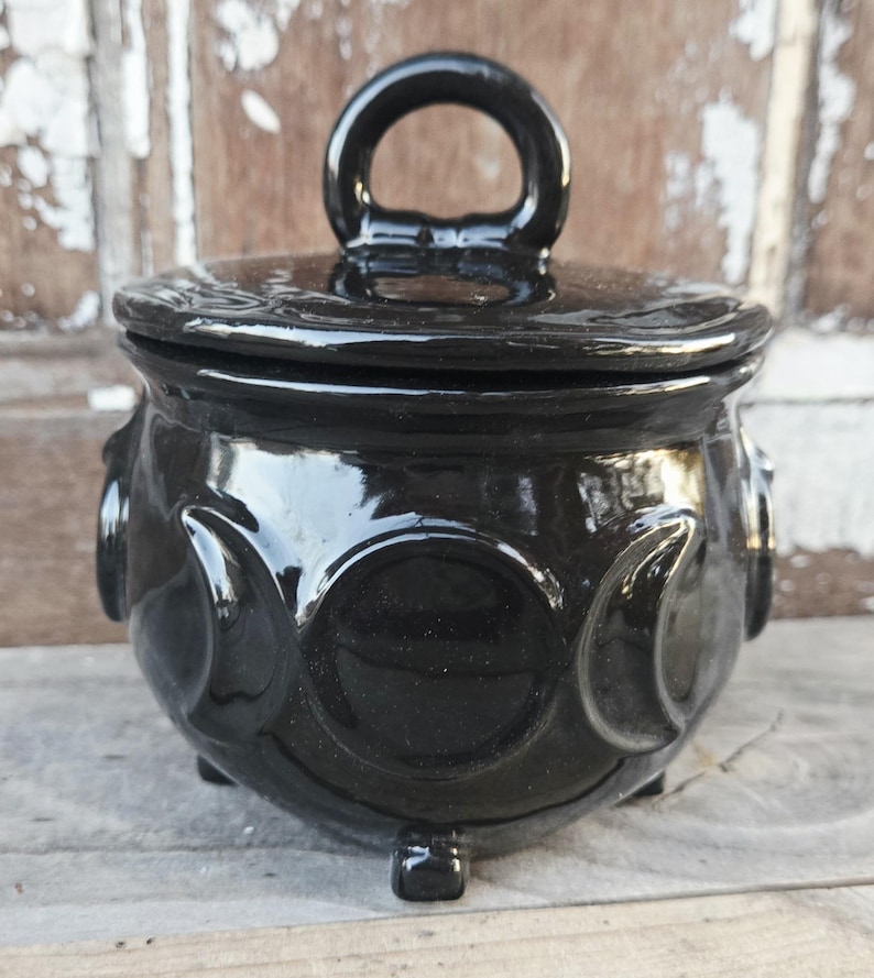 Handmade Ceramic Triple Moon Cauldron With Lid – Witchy Decor, Altar ...