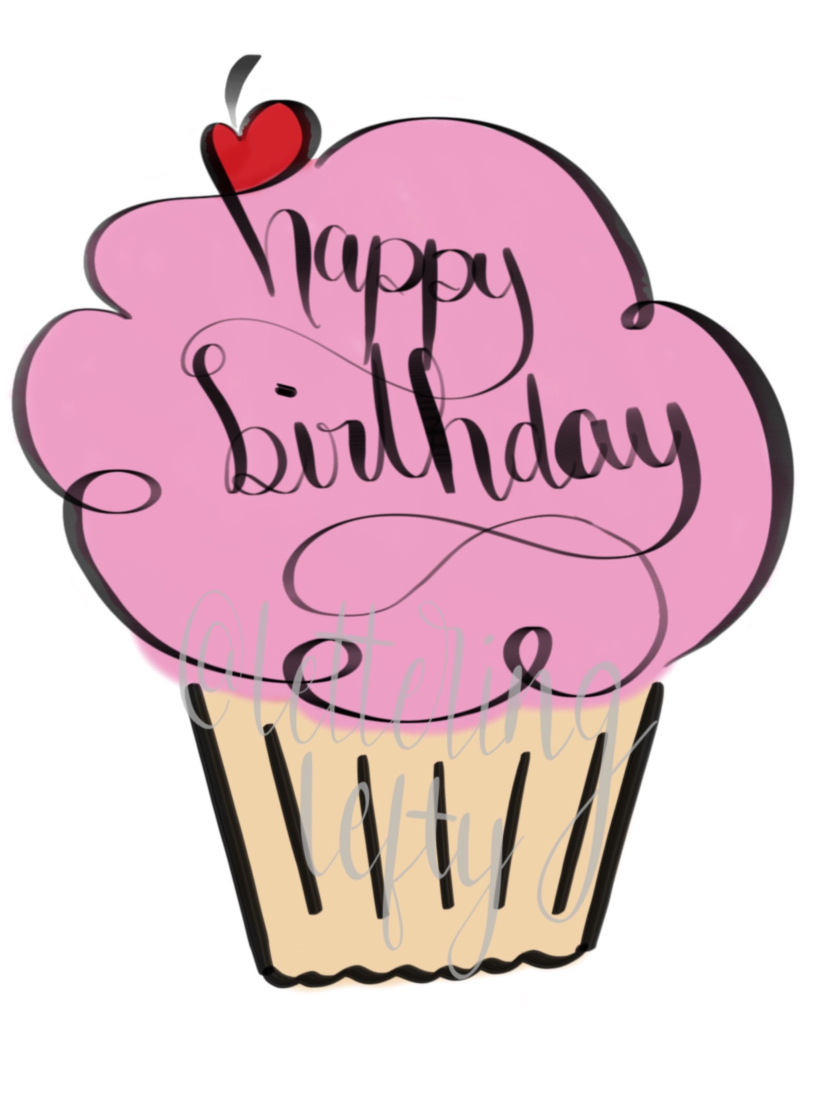 Cupcake Happy Birthday Printable | JPG Download - Etsy