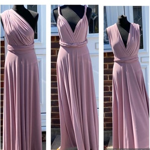 Dusty Pink Multi-way Dress, Bridesmaids Dress, Infinity Gown, Custom ...