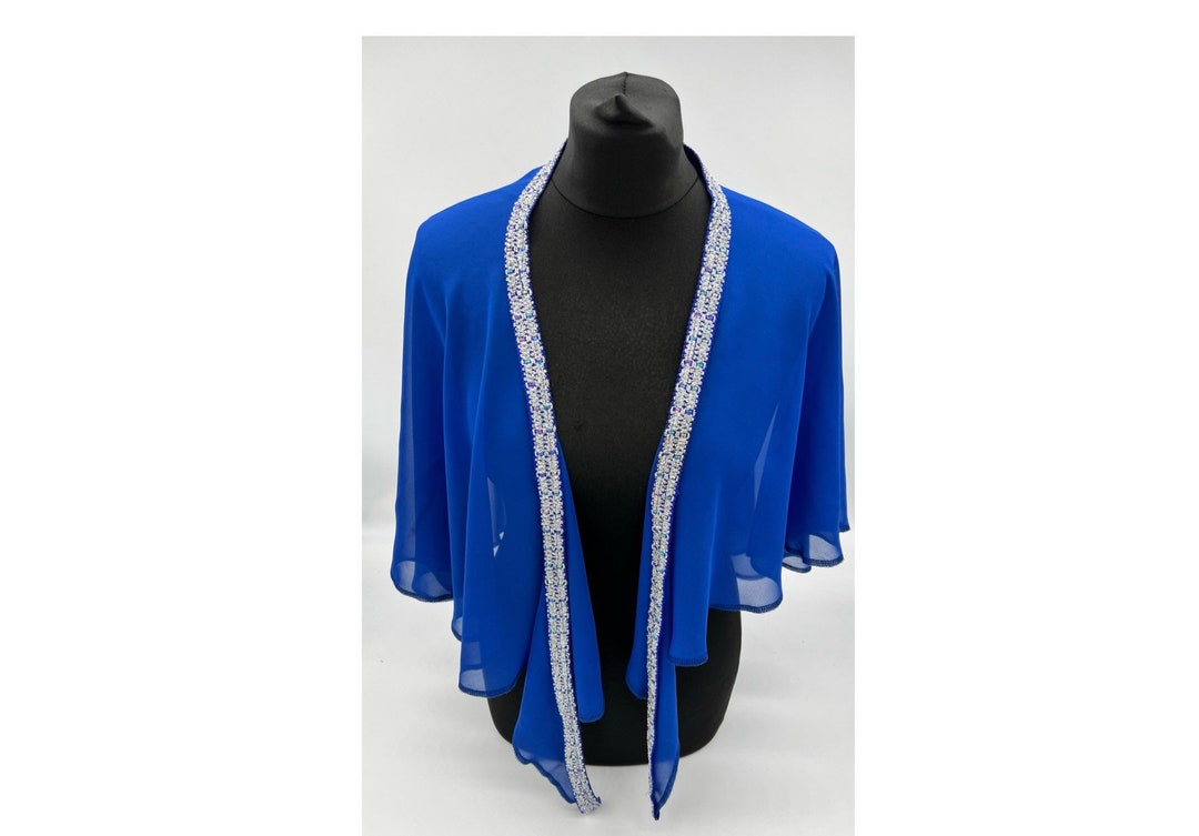 Royal Blue Chiffon Capelet, Bridal , Prom, Cruise,special Occasion ...