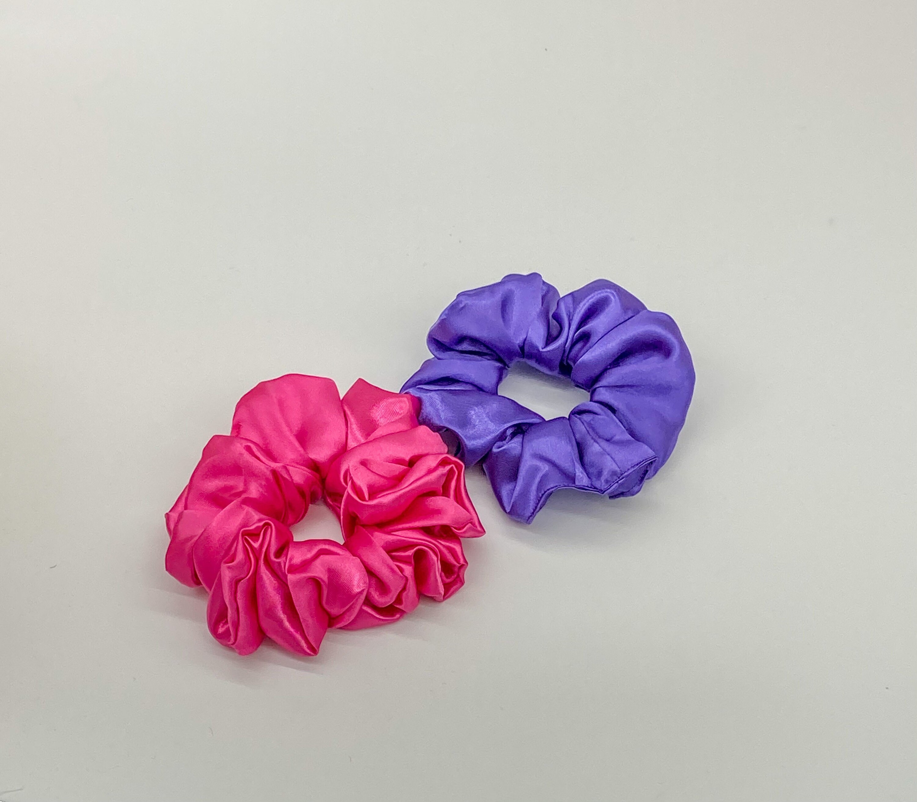 Pink and Purple scrunchies set satin scrunchie hair | Etsy