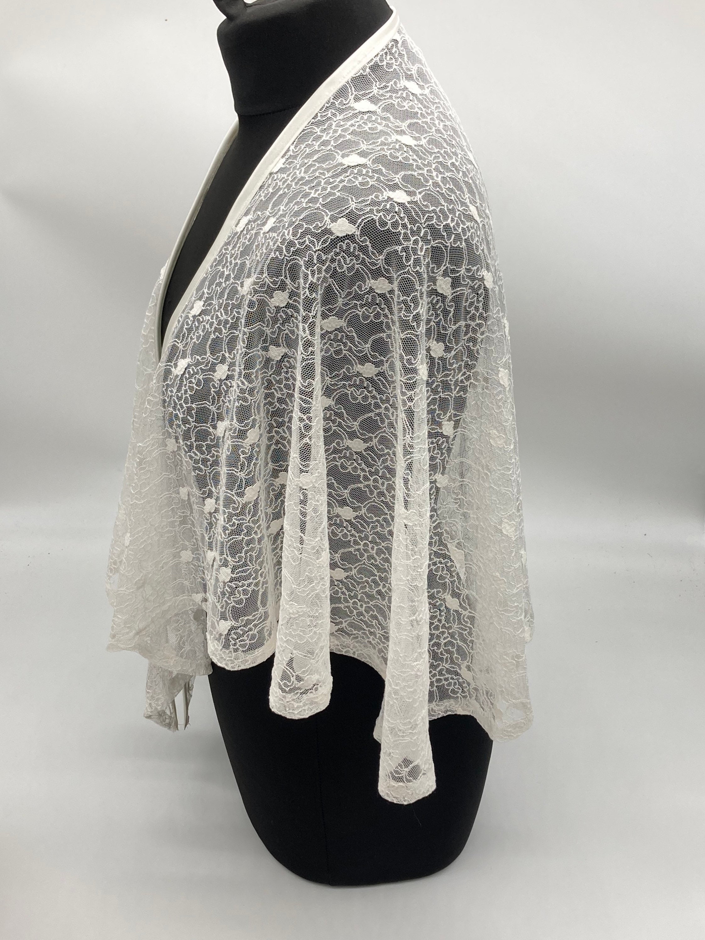 White Stretch Lace Capelet, Wedding, Bridal or Special Occasion Dress ...