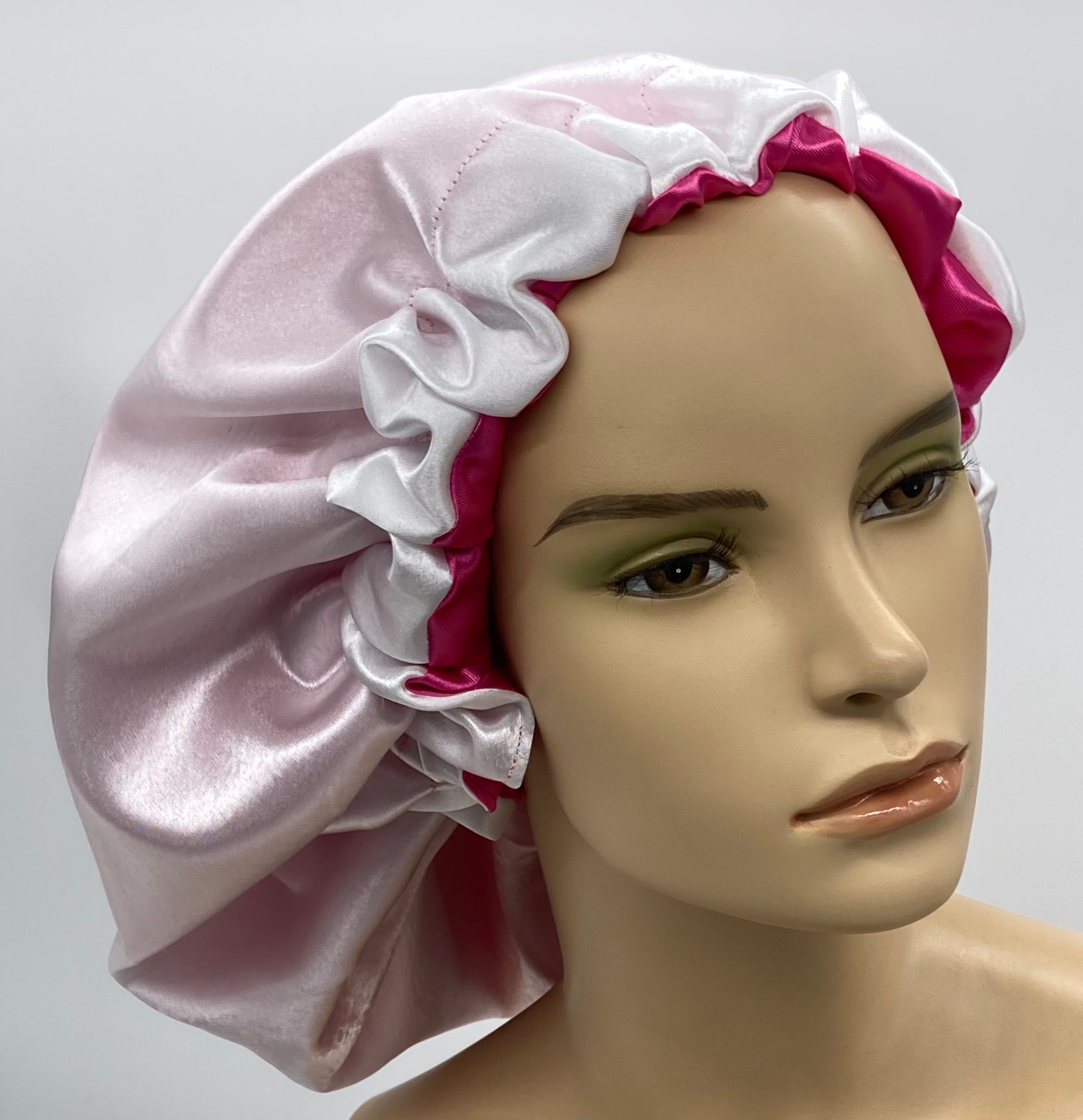 Reversible satin Bonnet Pink and white bridal bonnet for | Etsy