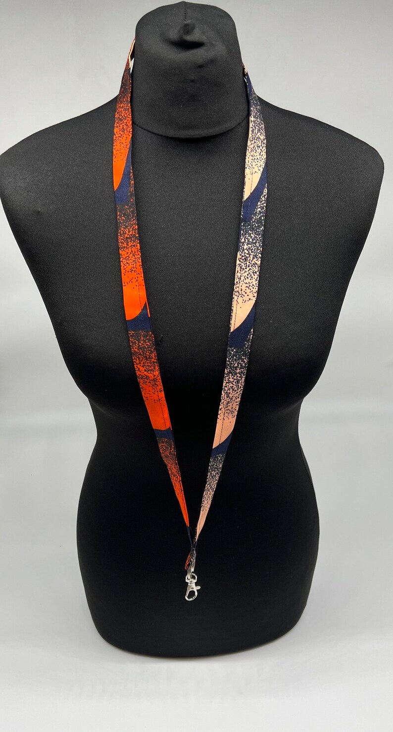 Orange , Navy and Cream Lanyard,ankara African Wax Cotton Fabric ...