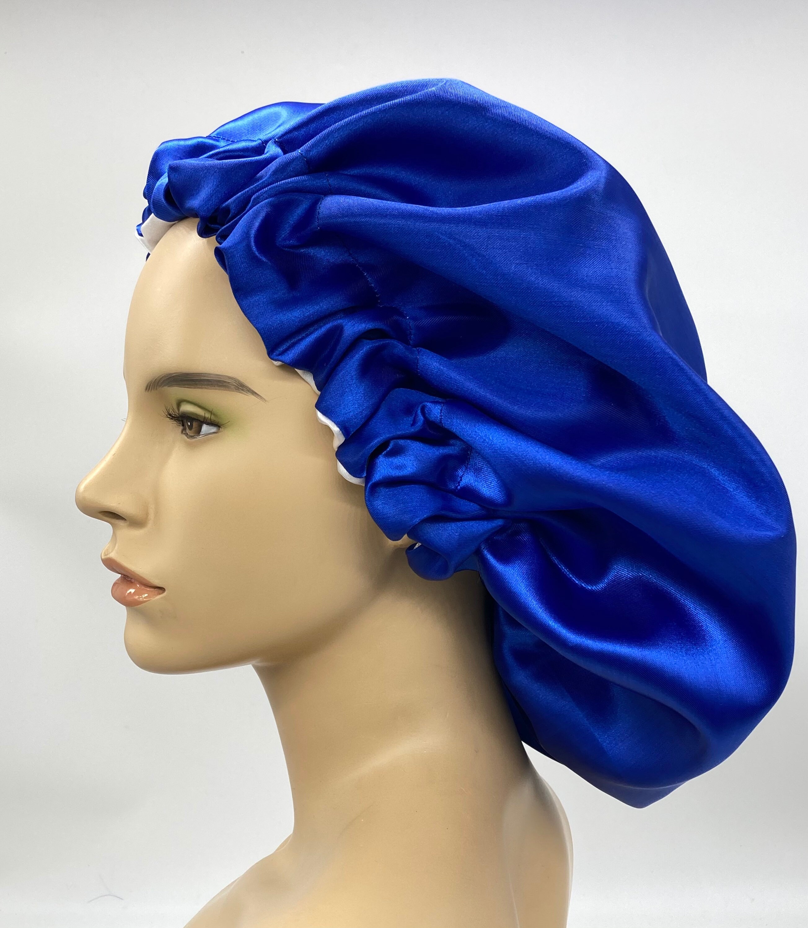 Silky Satin Blue Bonnet Reversible Blue and White Bonnet - Etsy