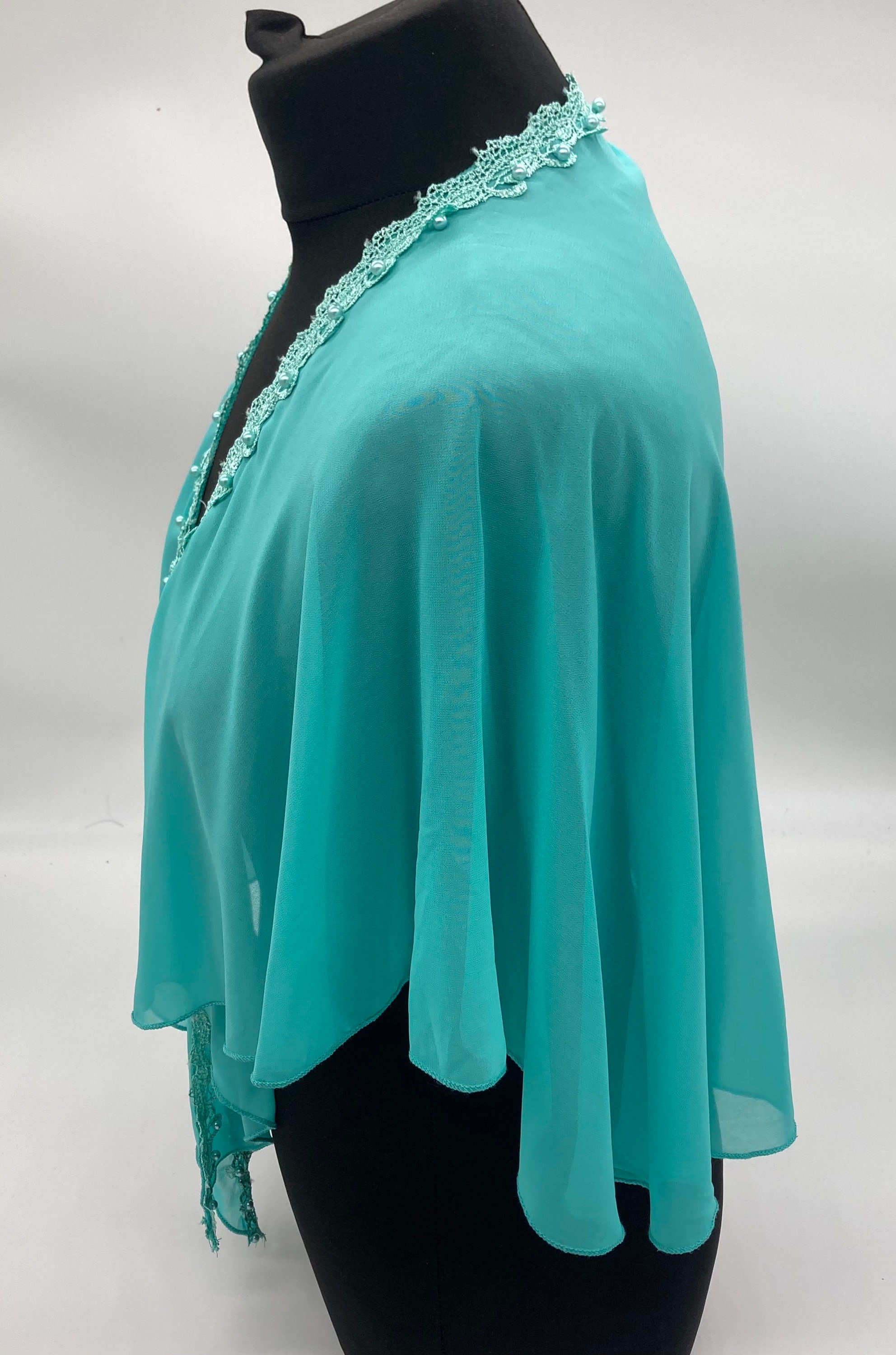 Mint Green Chiffon Capelet, Wedding, Bridal or Special Occasion Dress ...