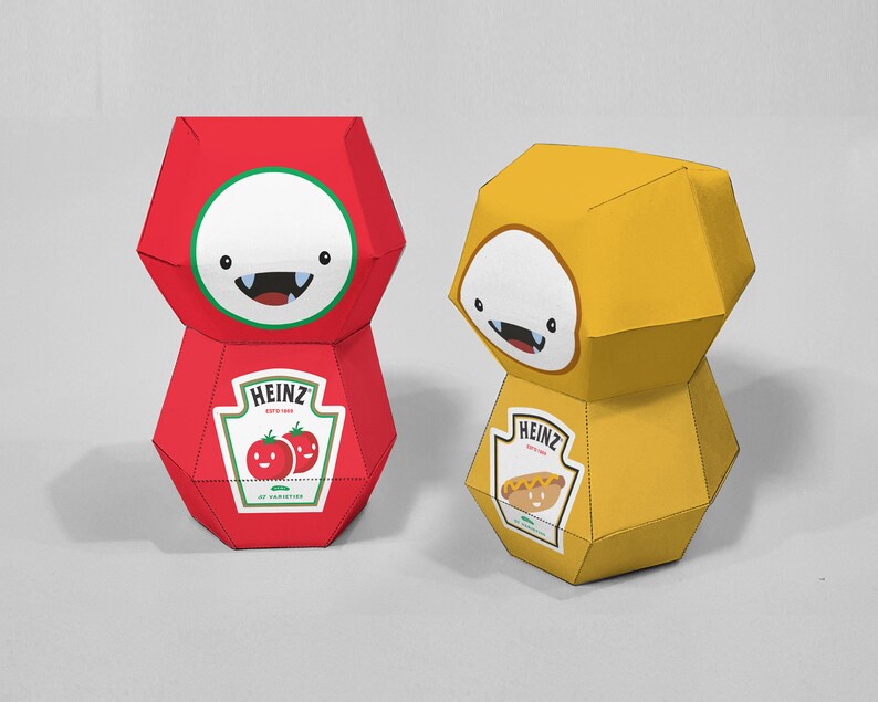 Ketchup Mustard Figure [ Paper Craft , Paper Toy, Origami , Couple Item ...