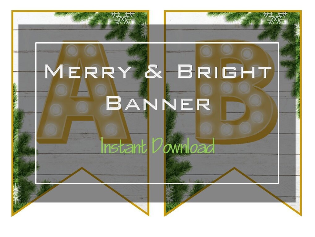 Merry and Bright Banner, Light Box Letters, Marquee Letters, Christmas ...