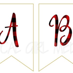 Plaid Letters, Banner, Buffalo Plaid, Christmas Banner, Birthday Banner ...