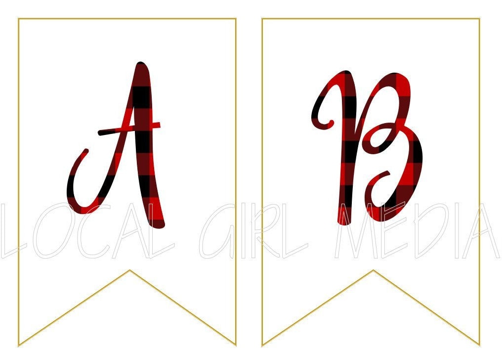 Plaid Letters, Banner, Buffalo Plaid, Christmas Banner, Birthday Banner ...