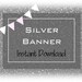 Silver Glitter Banner, Graduation Banner, Silver Birthday, Birthday ...