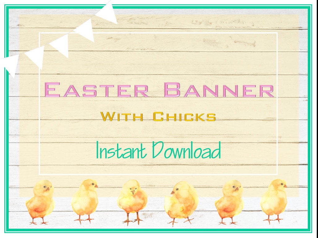 Easter Banner With Chicks, Baby Chicks, Custom Banner, Party Banner ...