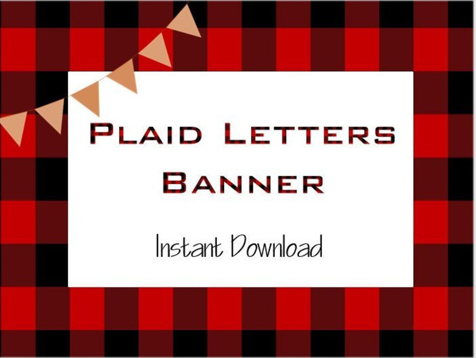 Plaid Letters, Banner, Buffalo Plaid, Christmas Banner, Birthday Banner ...