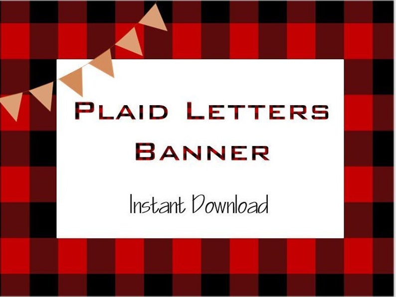 Plaid Letters, Banner, Buffalo Plaid, Christmas Banner, Birthday Banner ...