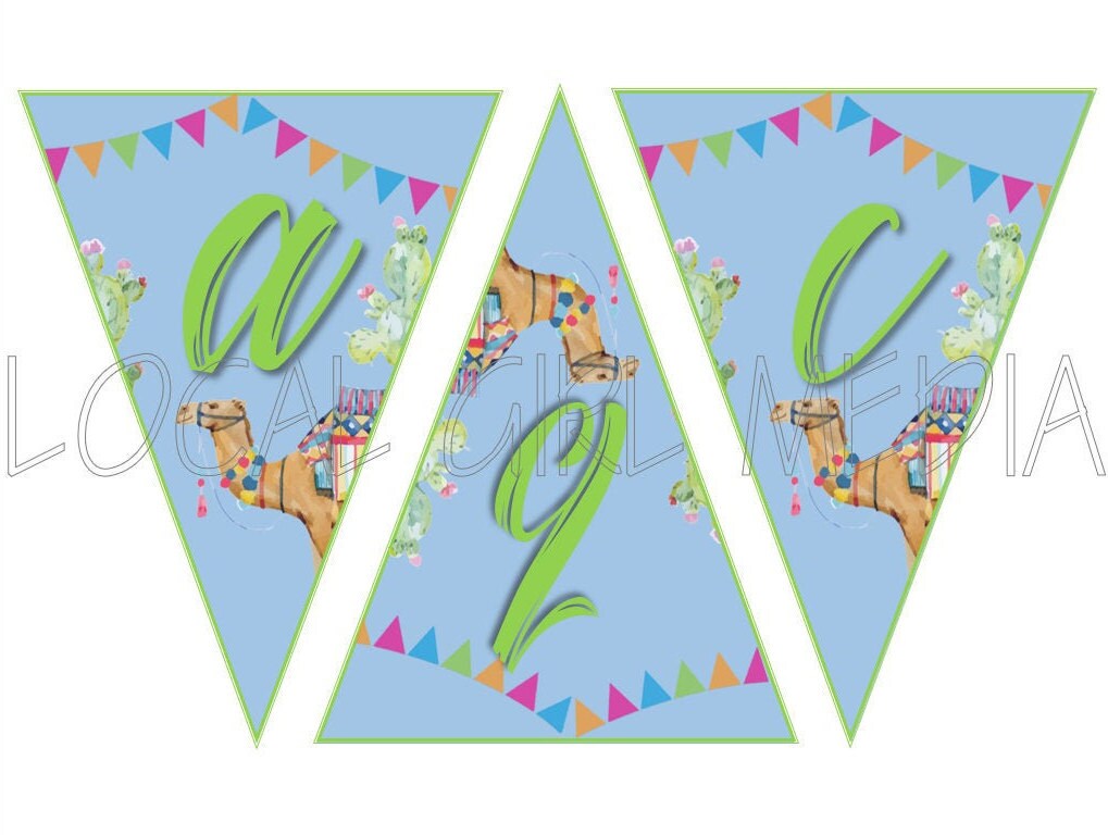 Blue Camel Banner Cactus Banner Llama Party Alpaca Banner - Etsy