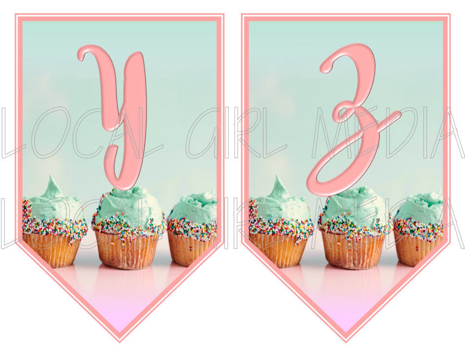 Cupcake Cupcake Banner Birthday Birthday Banner Bunting - Etsy