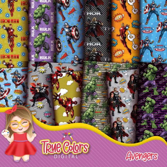 Avengers Digital Paper Avengers papel imprimible lona de | Etsy