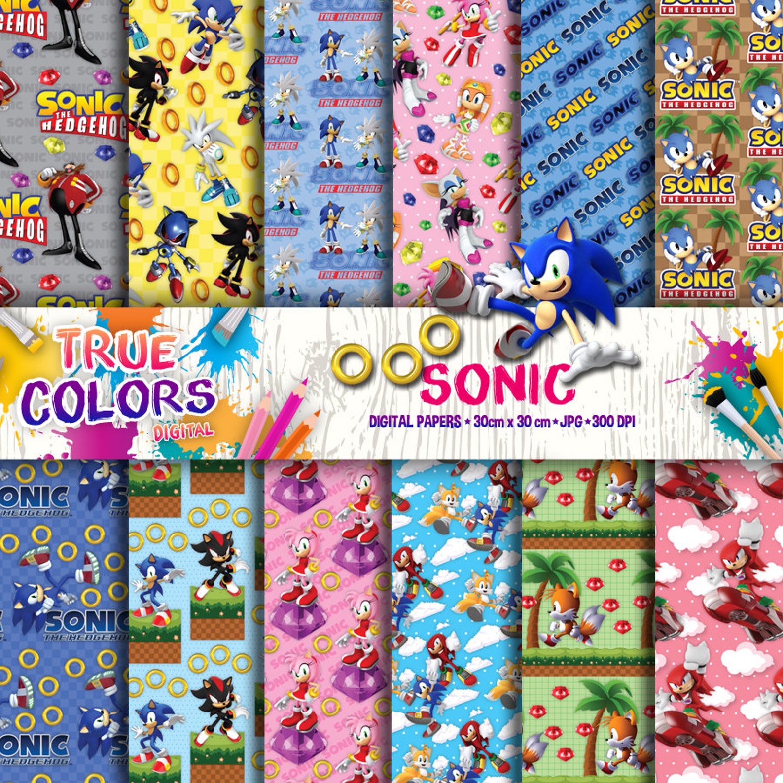 Sonic Digital Paper Sonic canvas Sonic printable Sonic | Etsy