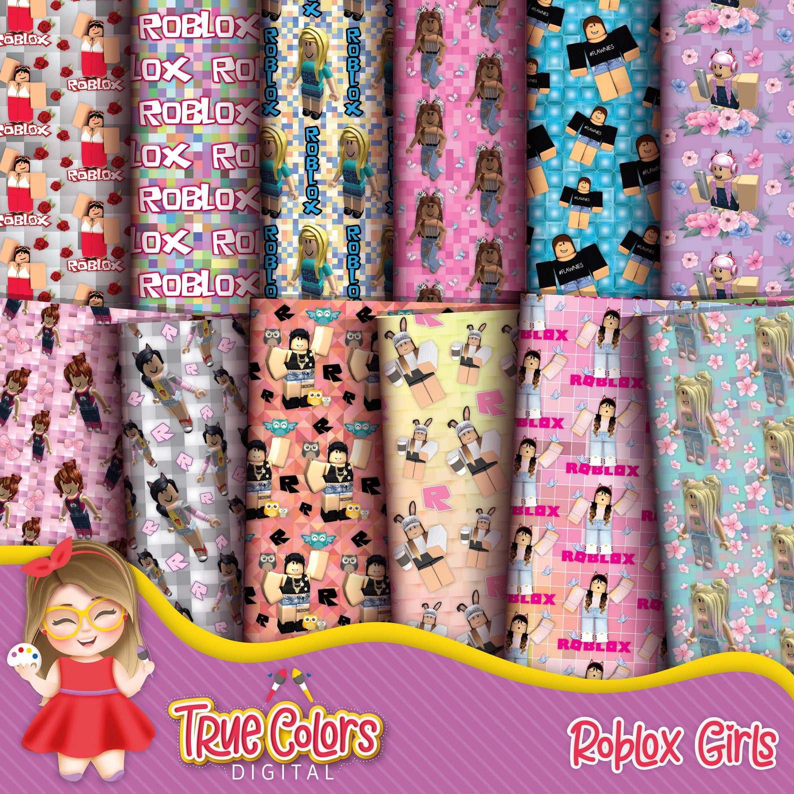 Roblox Girls Digital Paper Roblox Girls printable Roblox | Etsy