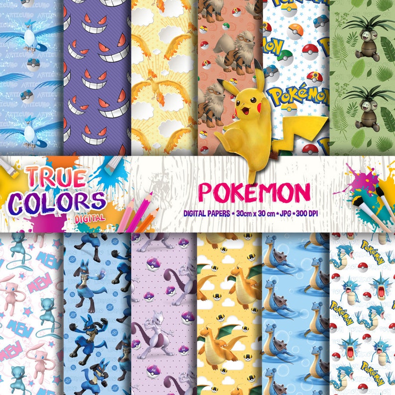 Pokemon Digital Paper | Etsy