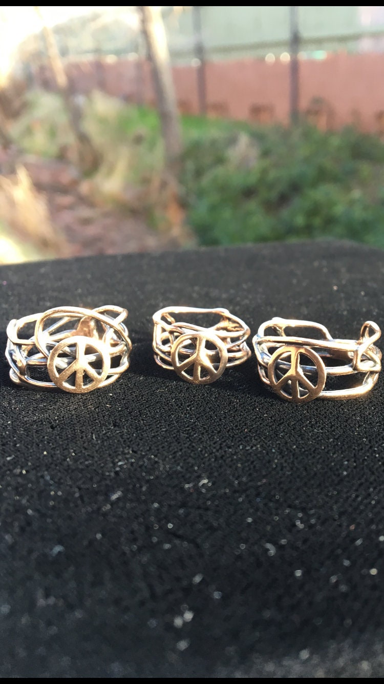 Copper Peace Sign Ring Hippy Jewelry Great Gift Fun - Etsy