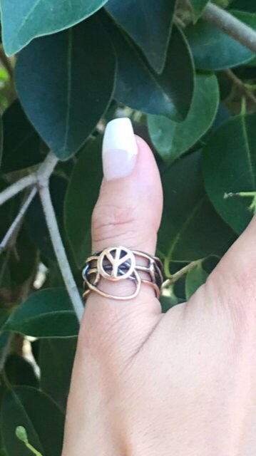 Copper Peace Sign Ring Hippy Jewelry Great Gift Fun - Etsy