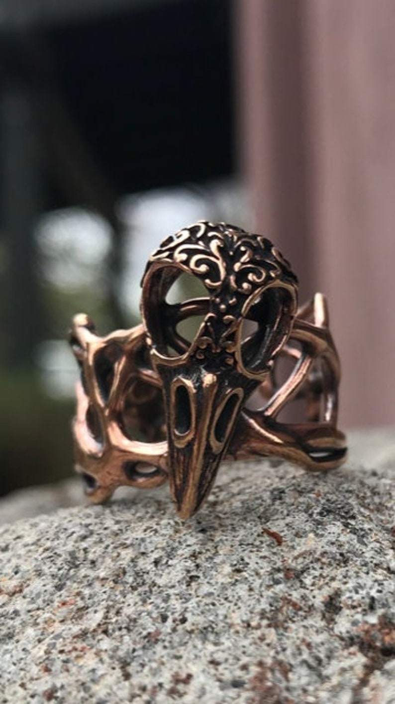 Copper Raven Skull Ring Copper Ring Sugar Skull Jewelry - Etsy