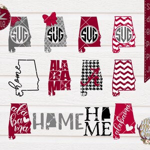 Alabama State Silhouette Home Bundle INSTANT DOWNLOAD Monogram ...