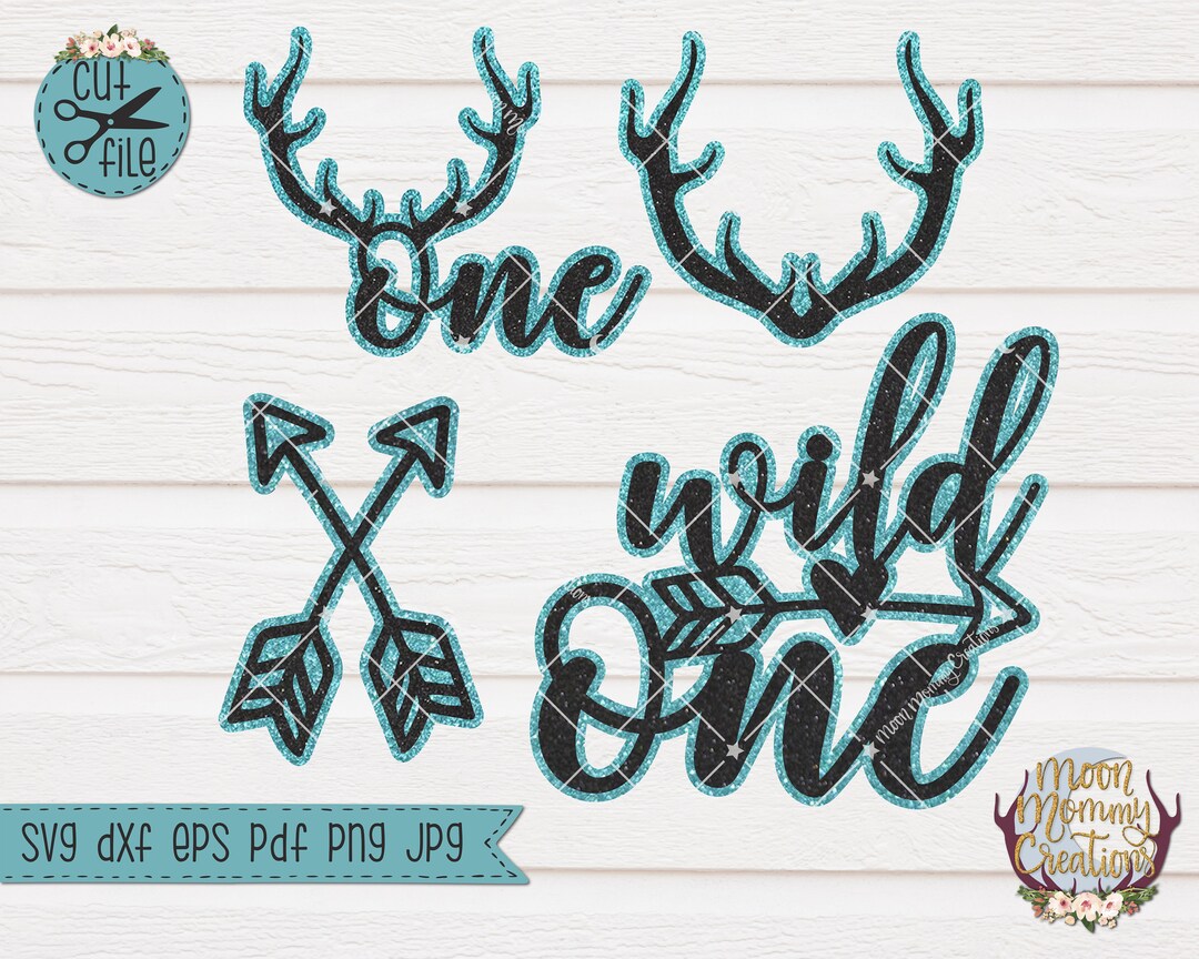 Wild One Birthday Cake Toppers Design Bundle Antlers and Arrows Cupcake ...
