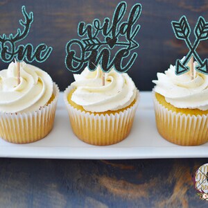 Wild One Birthday Cake Toppers Design Bundle Antlers and Arrows Cupcake ...