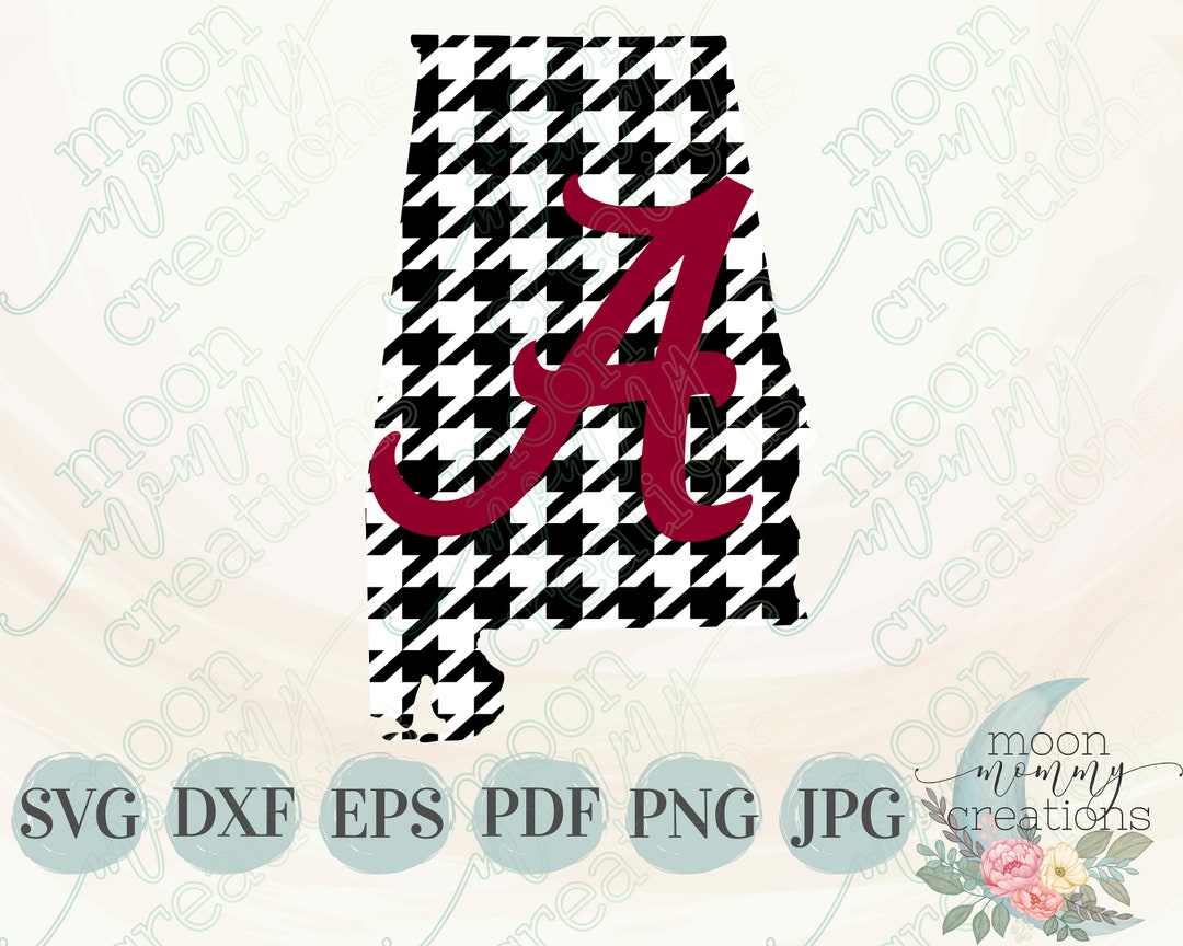 Alabama "a" Houndstooth Pattern Tide Alabama State Silhouette INSTANT ...