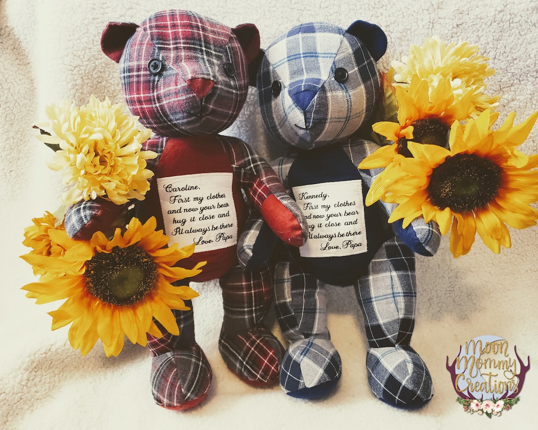 Teddy Bear Handmade From a Loved One's Clothing | Personalized Message ...