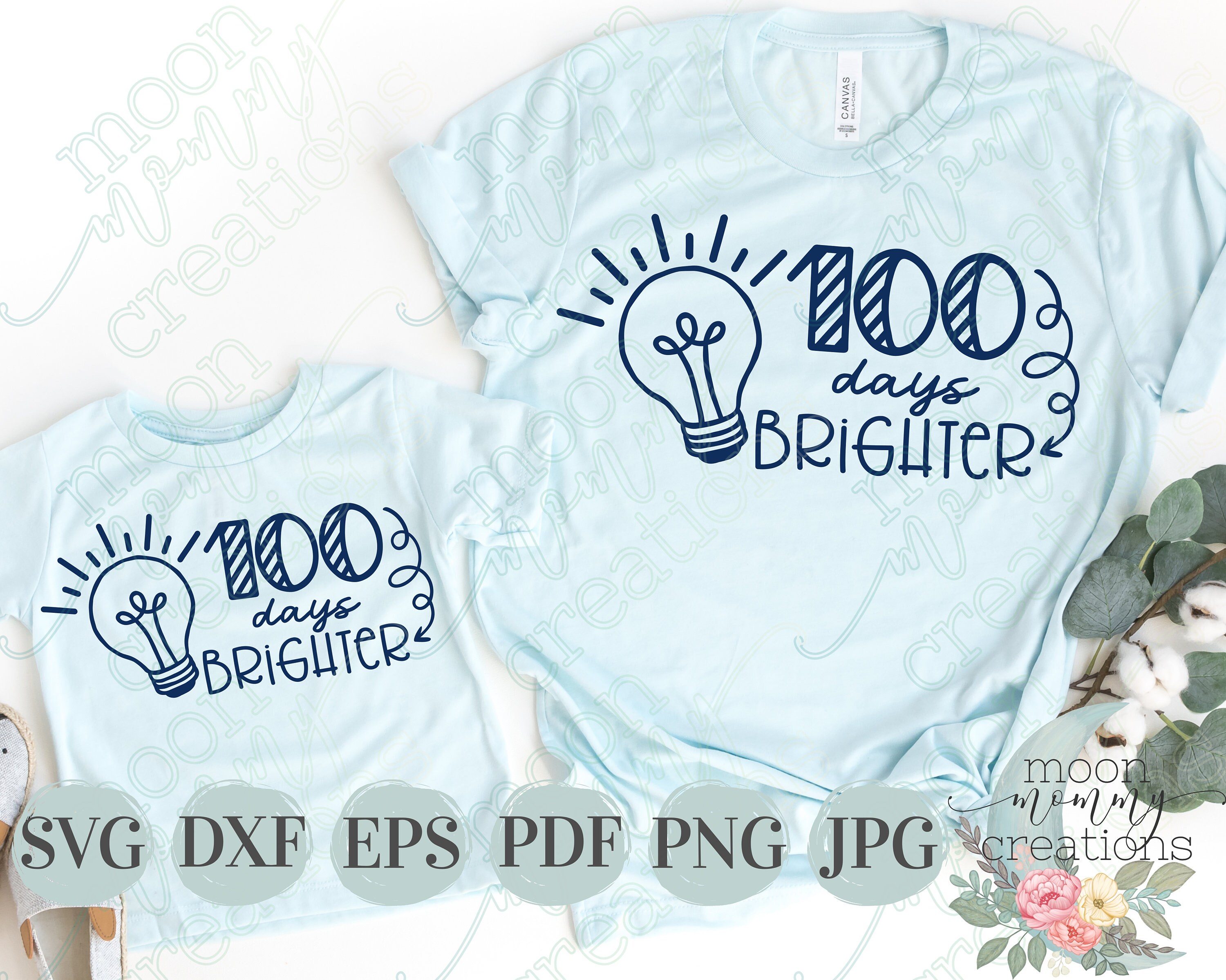 100 Days Brighter Lightbulb 100th Day of School Design INSTANT - Etsy